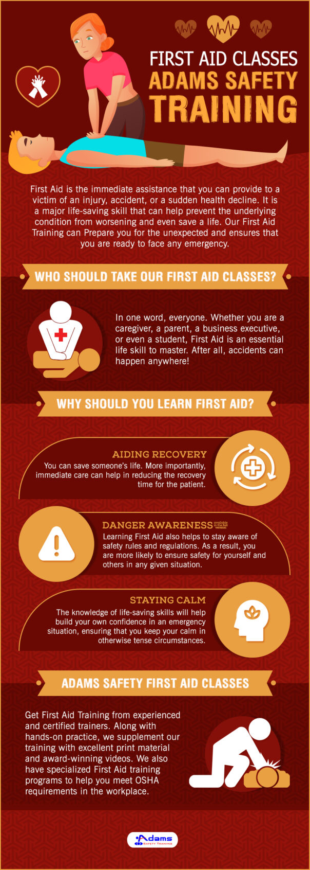 FIRST AID CLASSES – ADAMS SAFETY TRAINING [INFOGRAPHIC] | Adams Safety Training